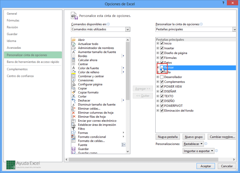 Cómo personalizar la cinta de opciones - Ayuda Excel