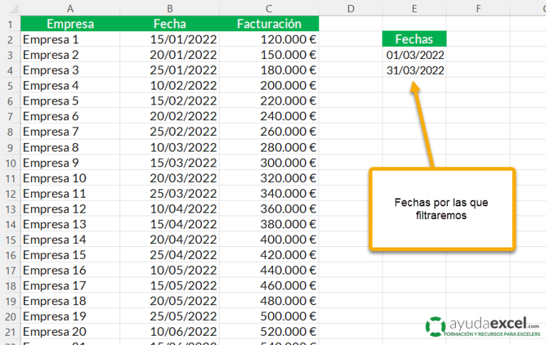 Cómo filtrar datos entre dos fechas con una sola fórmula - Ayuda Excel